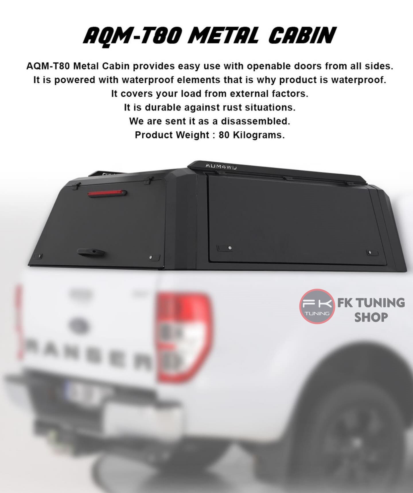 AQM4WD ARKA METAL KABİN HER ARACA UYGUN AQM-T80 | FK Tuning Shop - Oto Aksesuar - Tuning