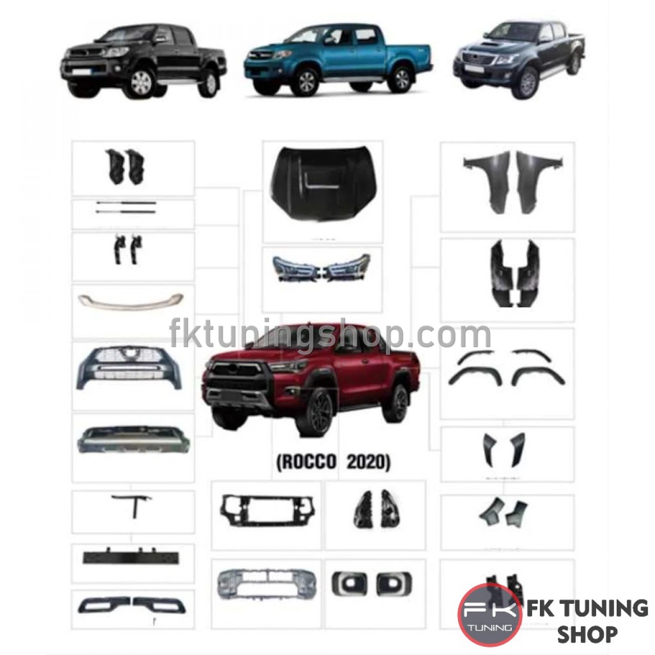 Toyota Hilux Vigo Rocco Body Kit 2021 Dönüşüm Full Set 2004-2015 | FK ...